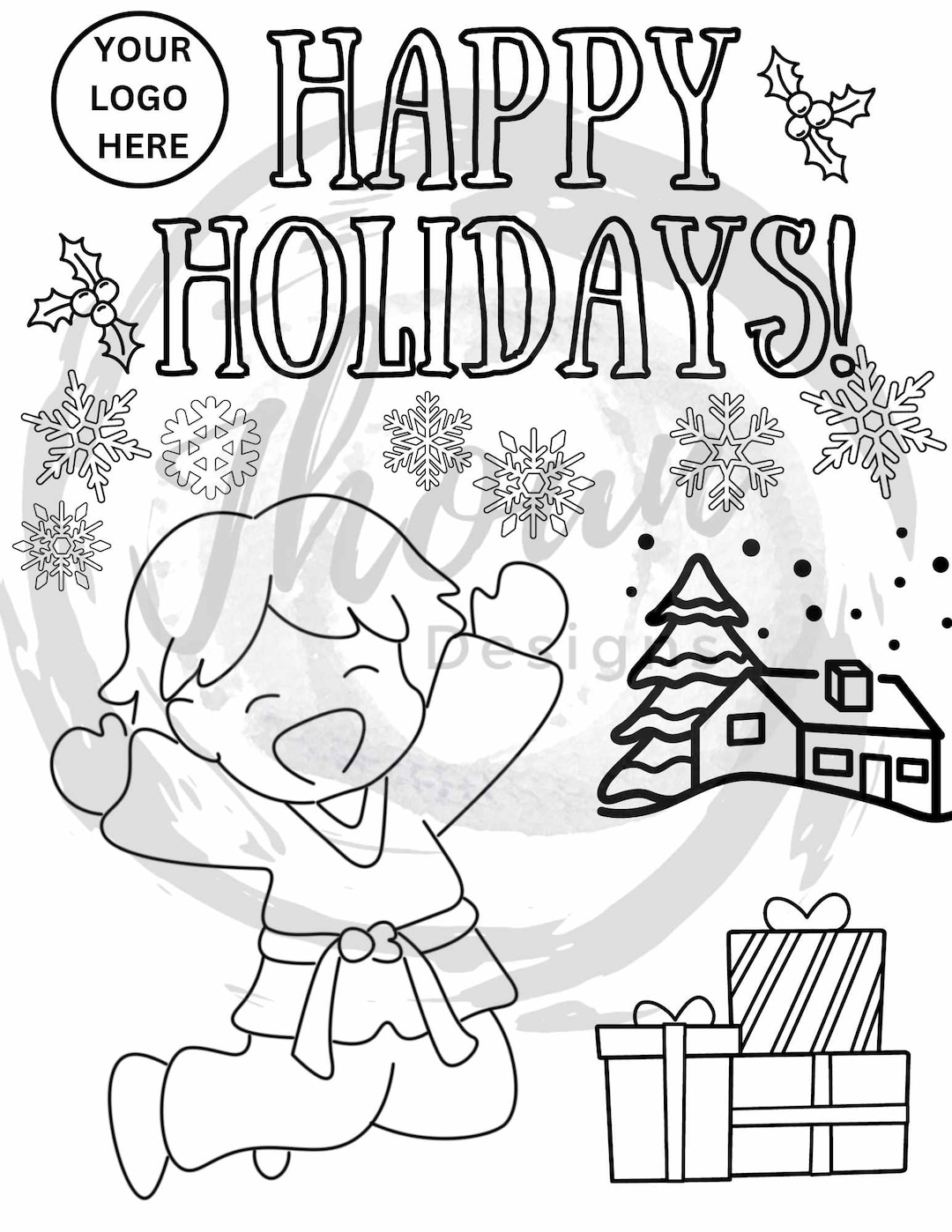 Happy Holidays Coloring Sheet - Etsy