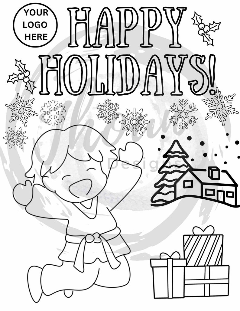 Happy Holidays Coloring Sheet - Etsy