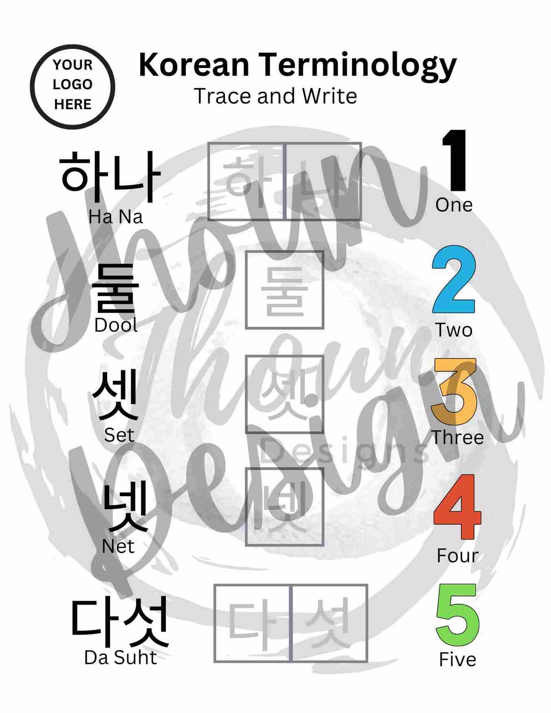 Korean Worksheet Bundle Numbers 1 to 20 - Etsy