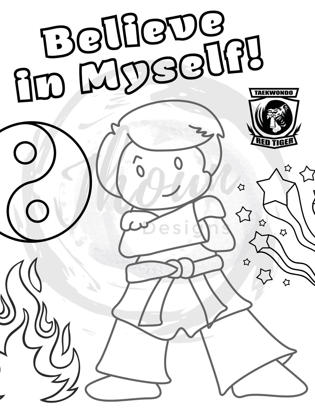 Believe in Myself Coloring Page Boy - Etsy