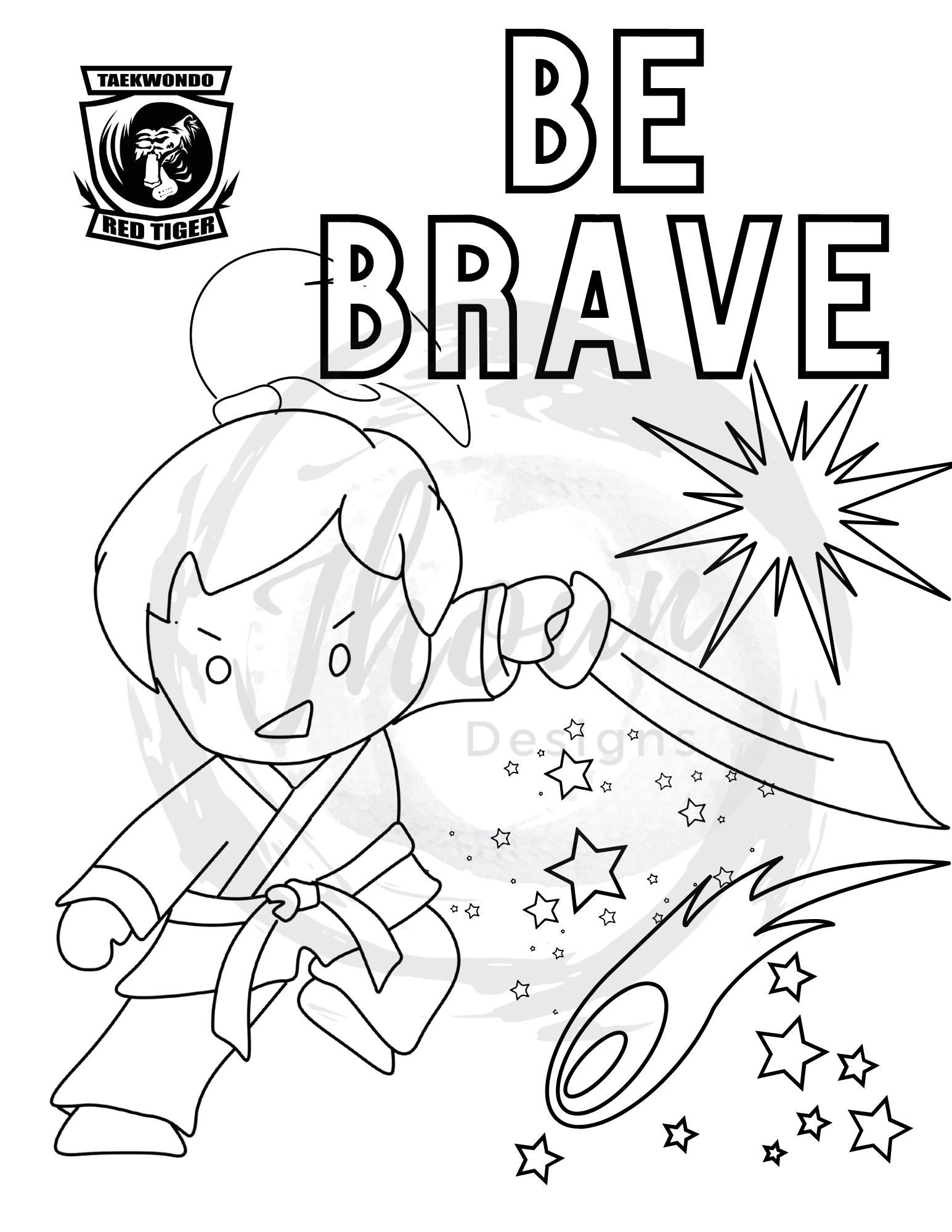 Be Brave Karate Girl Coloring Page - Etsy