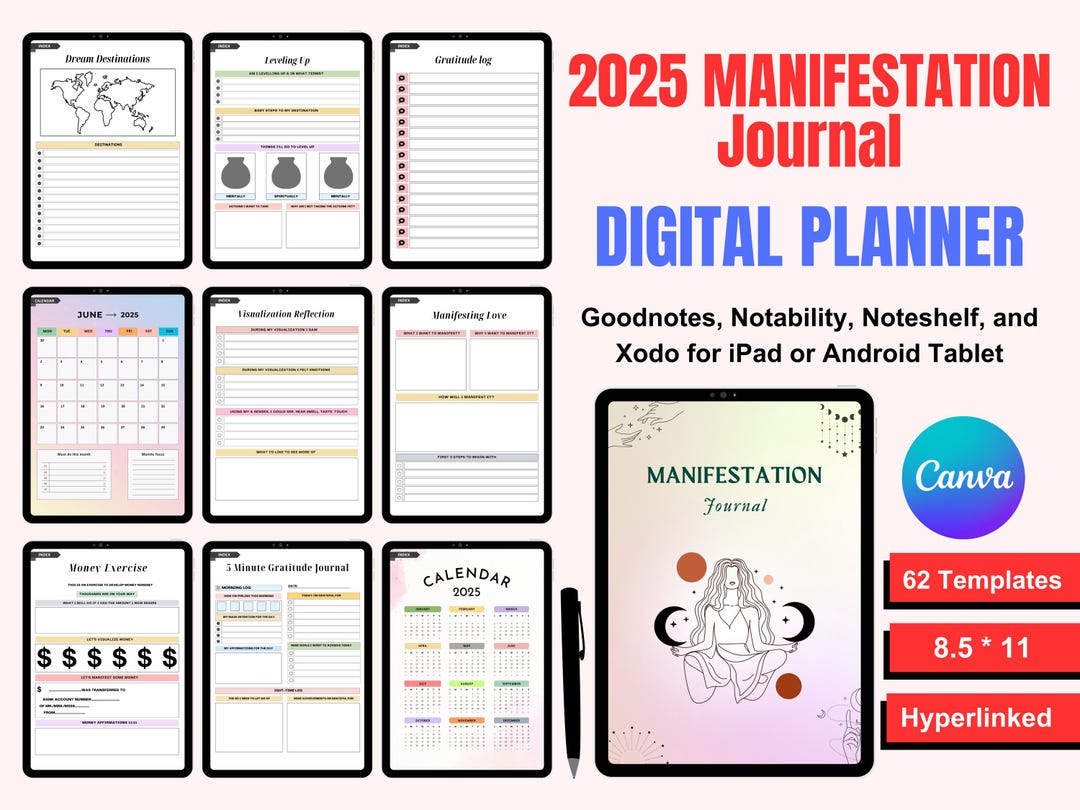 2025 Manifestation Journal Yearly Intentions Visioning Workbook Vision ...