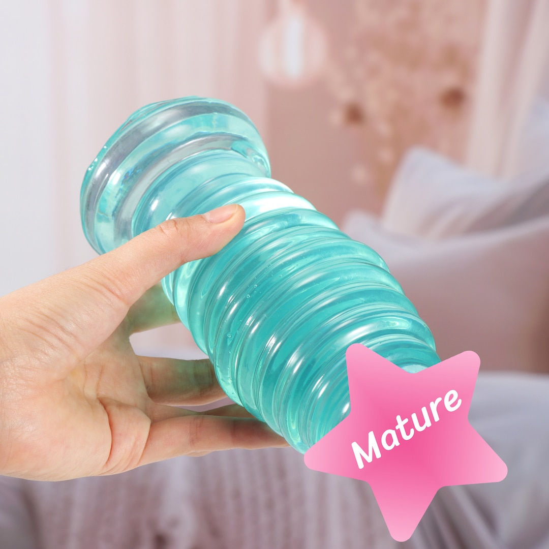 Big Anal Dildo, Transparent Jelly Dildo, Blue and Green Dildo, Nice ...