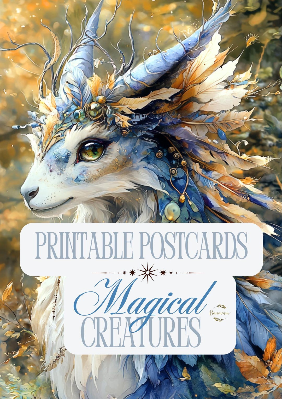 DIGITAL Magical Creatures Postcards Digital Download - Digital Paper ...