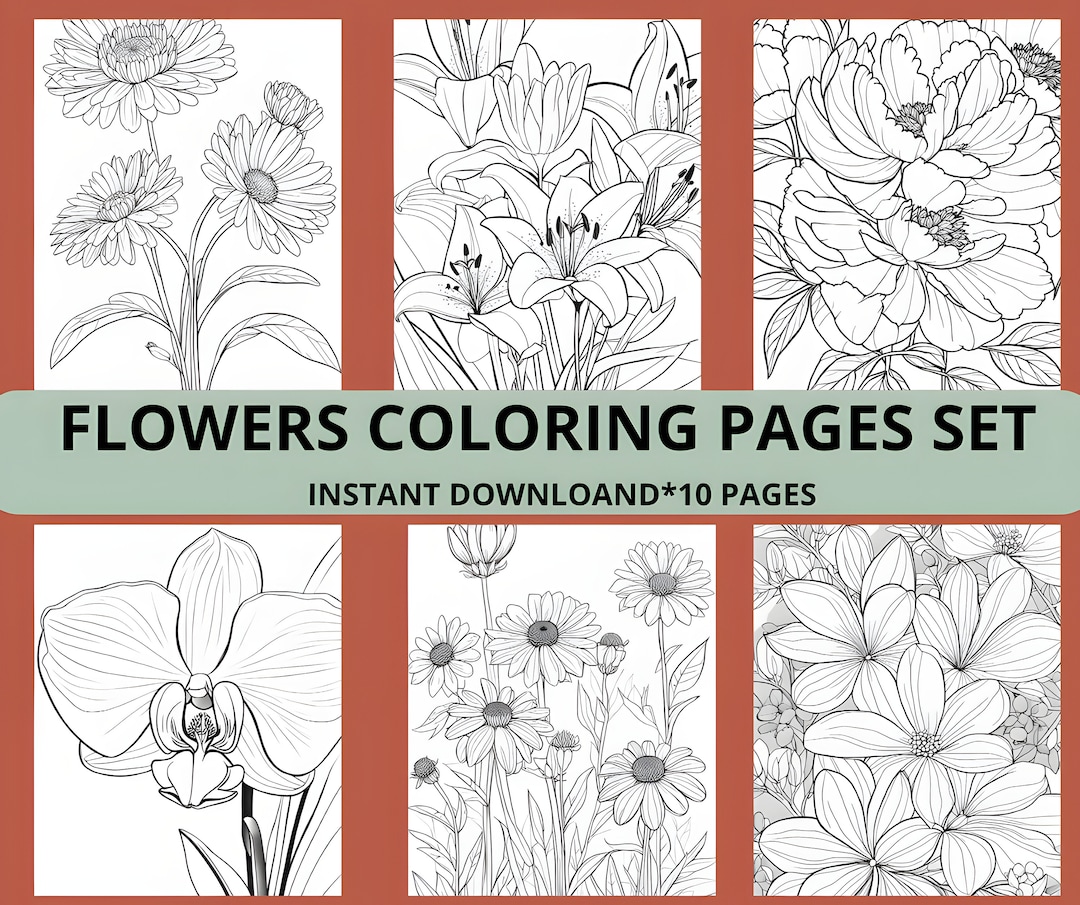 Flower Power: Printable Flower Coloring Pages for All Ages - Etsy