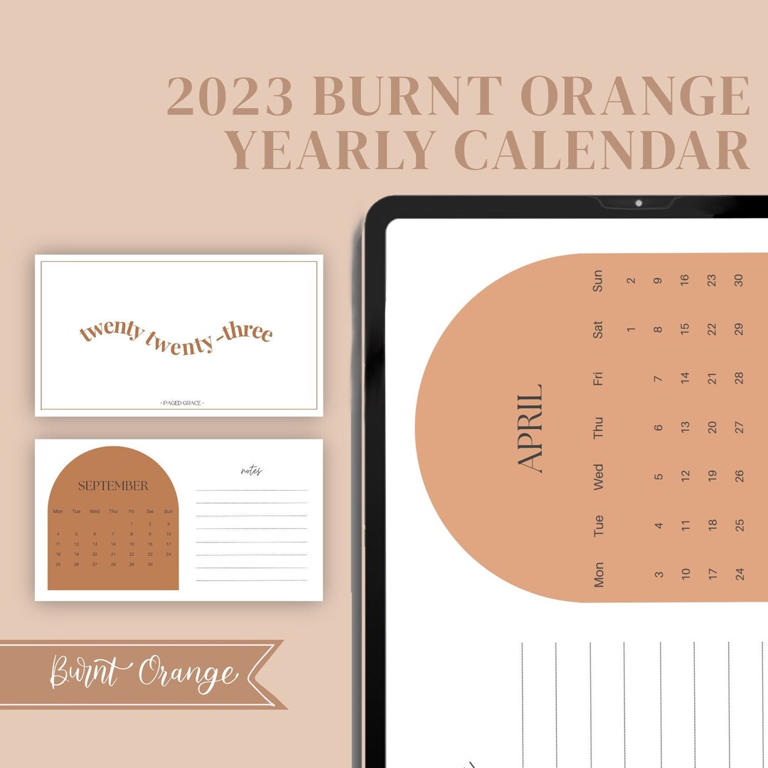 2023 Burnt Orange Digital Planner, Aesthetic, Planner, Twelve Months ...