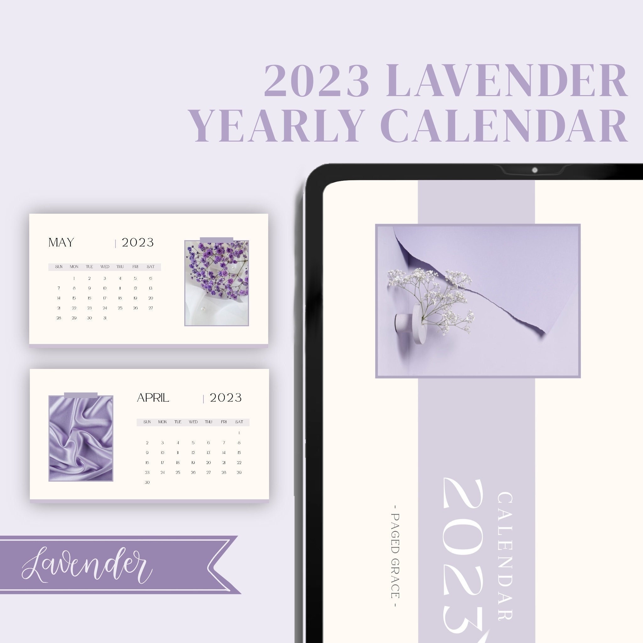 2023 Lavender Digital Planner, Aesthetic, Planner, Twelve Months ...