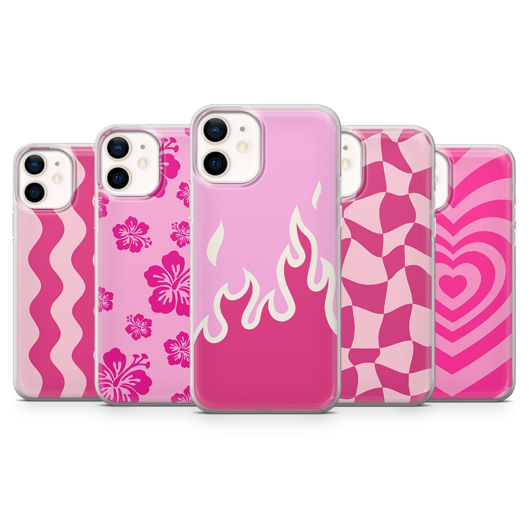 Hot Pink Phone Case Cute Girly Cover Fit for iPhone 15 Pro Max, 14 Plus ...
