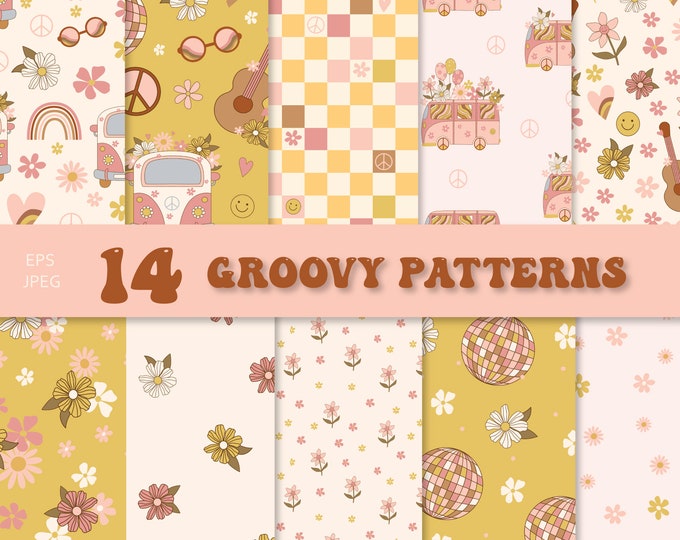 Groovy Flowers Pattern 8 Fabric - Etsy
