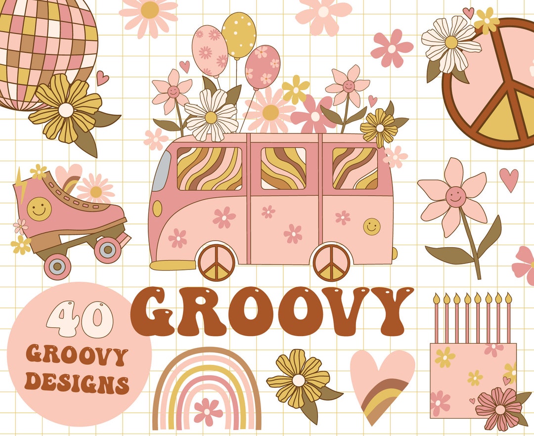 Groovy clipart / groovy girl svg png / retro, hippie, flower power ...