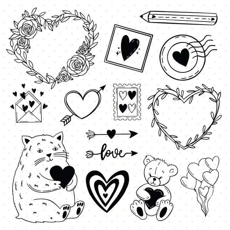 Love Clipart Svg, Valentines Clipart, Cute Svg , Love Hearts Clipart ...