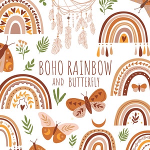 Boho Rainbow Buttetfly Clipart / Pastel Rainbow SVG, / Boho Rainbow ...