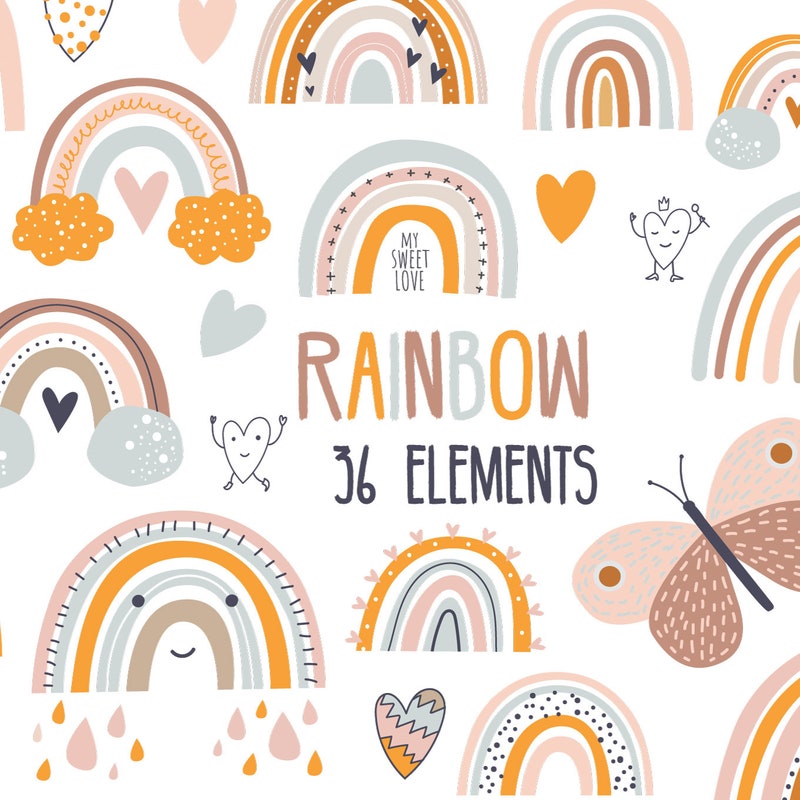 Rainbow Clipart - Etsy