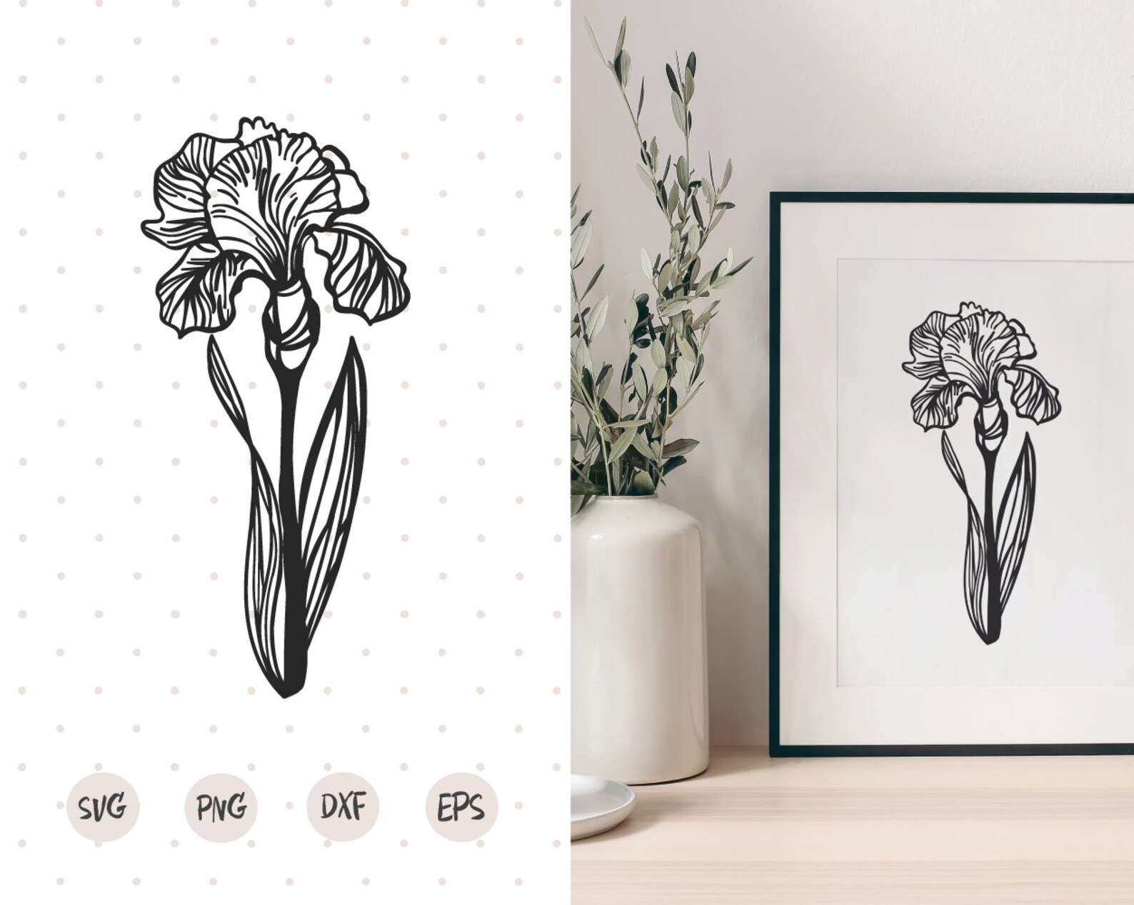 Iris Flower Svg Png Cut File / Iris Svg / Wild Flower Outline / Iris ...