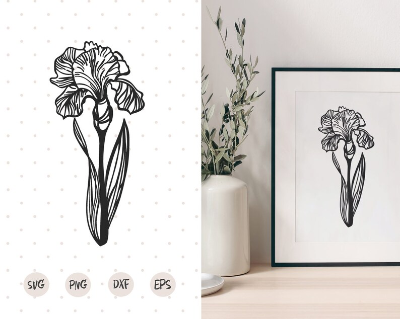 Iris Flower Svg Png Cut File / Iris Svg / Wild Flower Outline / Iris ...