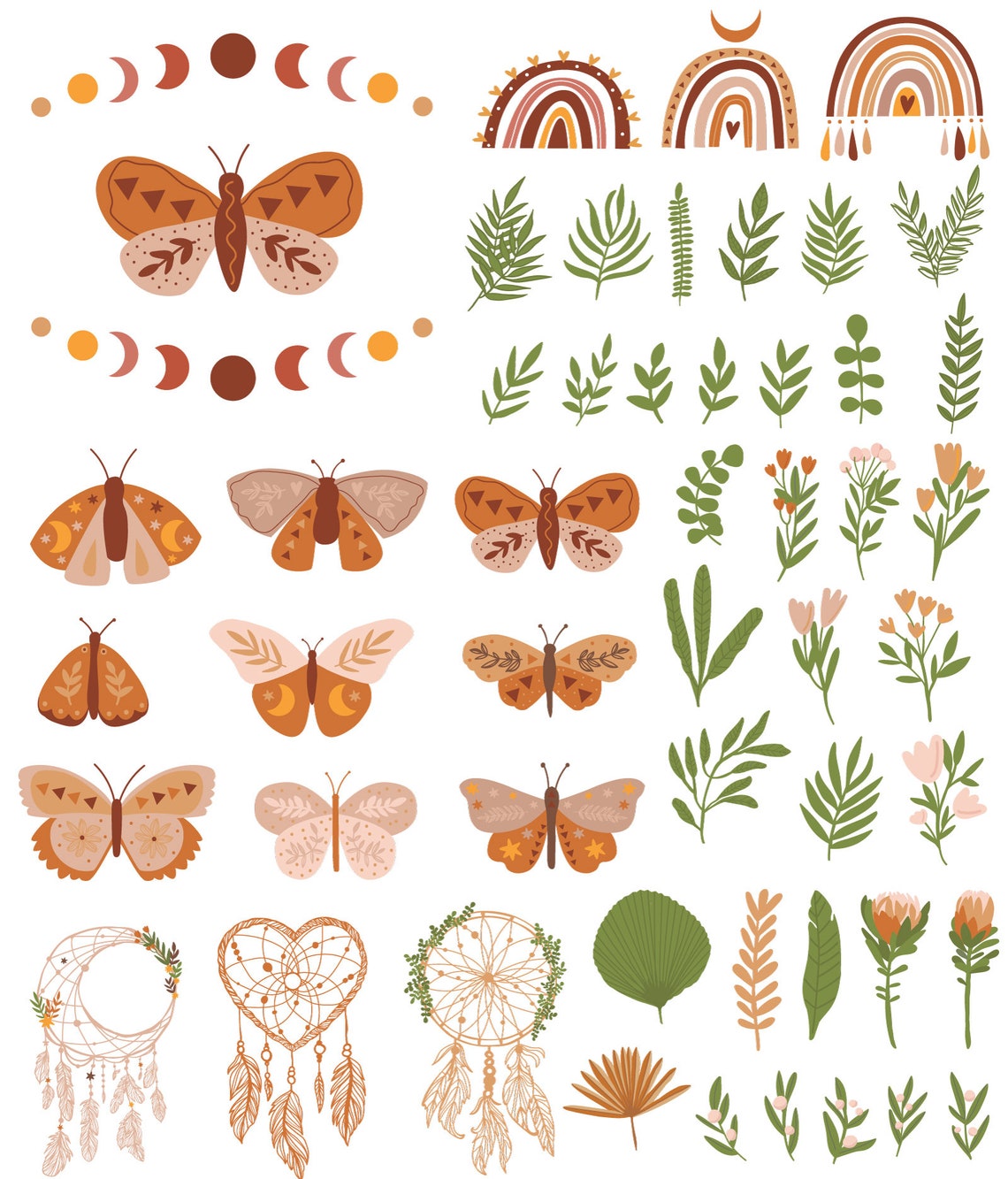 Boho Rainbow Buttetfly Clipart / Pastel Rainbow SVG, / Boho Rainbow ...