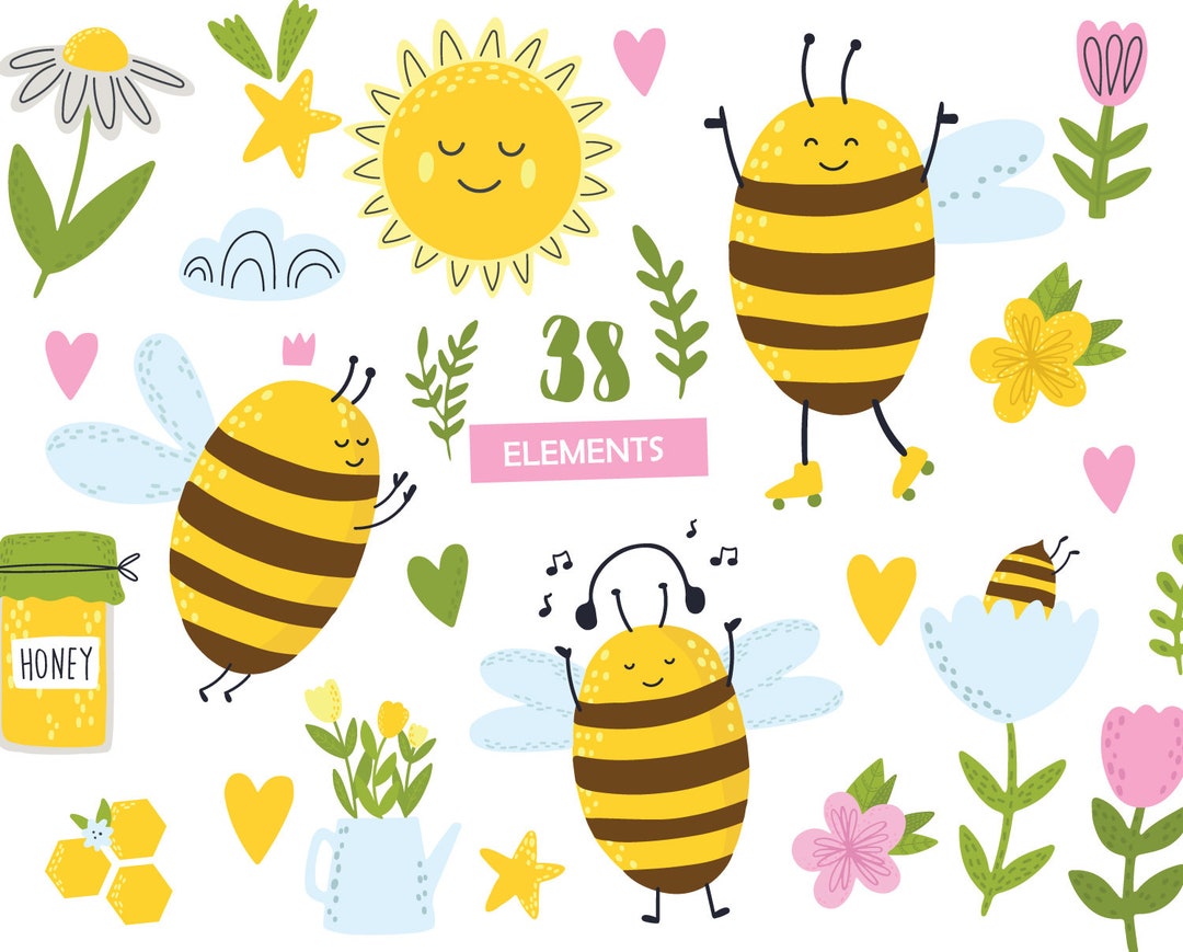 Bee Clipart / Bee Happy / Bees / Bumblebee PNG / Beehive - Etsy