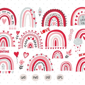 Rainbows Valentine Clipart Png Svg / Love Svg / Digital Printable ...
