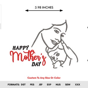 Happy Mother's Day Embroidery Pattern, Machine Embroidery, Mother's Day ...