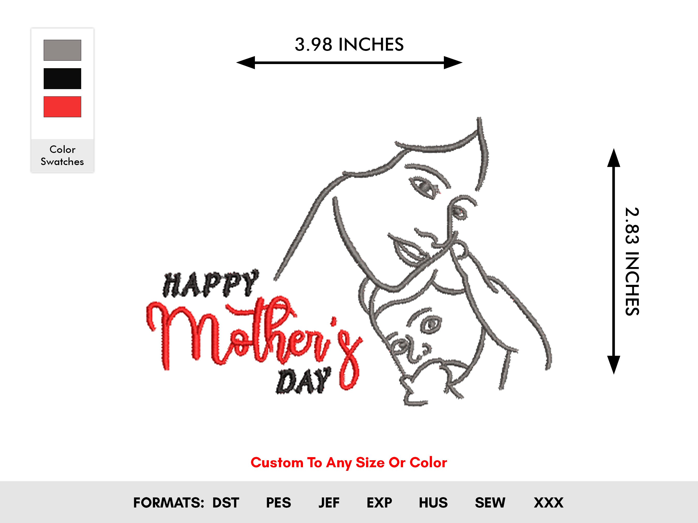 Happy Mother's Day Embroidery Pattern, Machine Embroidery, Mother's Day ... Happy Mother's Day Embroidery Pattern, Machine Embroidery, Mother's Day ...