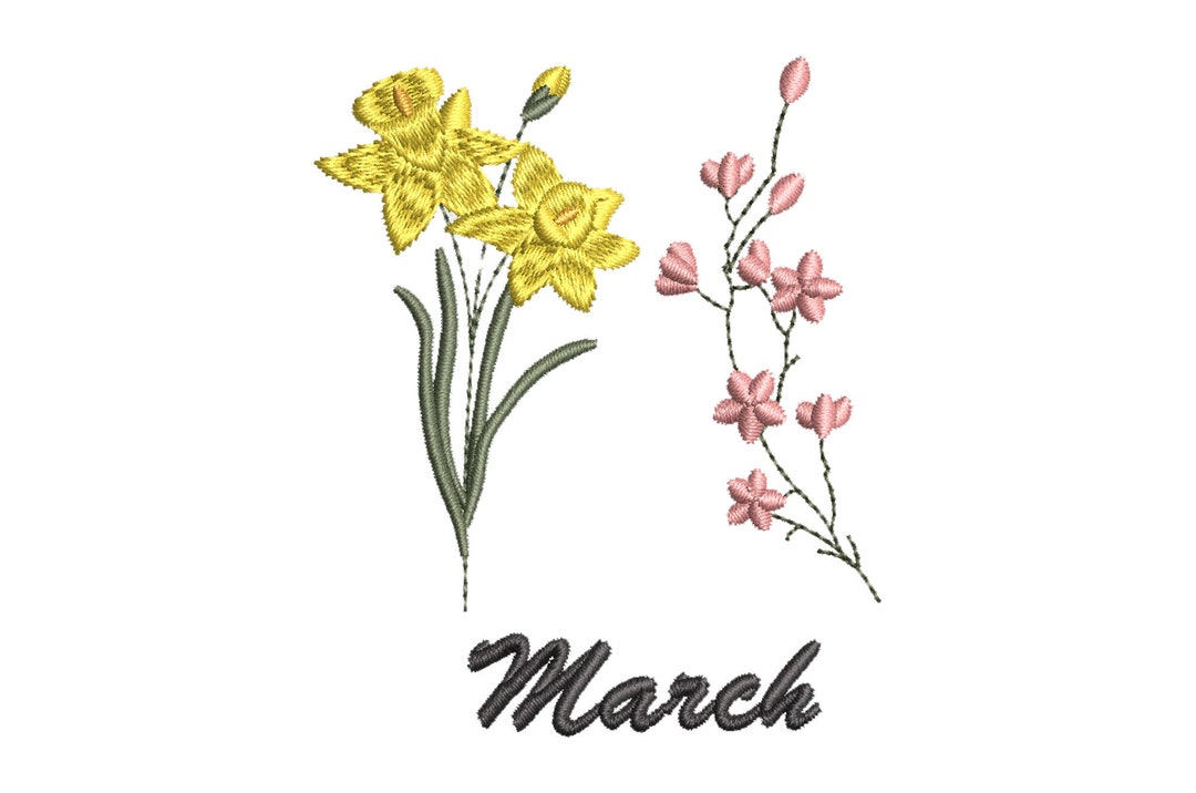 March Birth Flower Embroidery Pattern, Daffodil Machine Embroidery ...