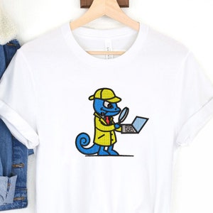 Detective Lizard Embroidery Pattern, Reptile Animal Machine Embroidery ...
