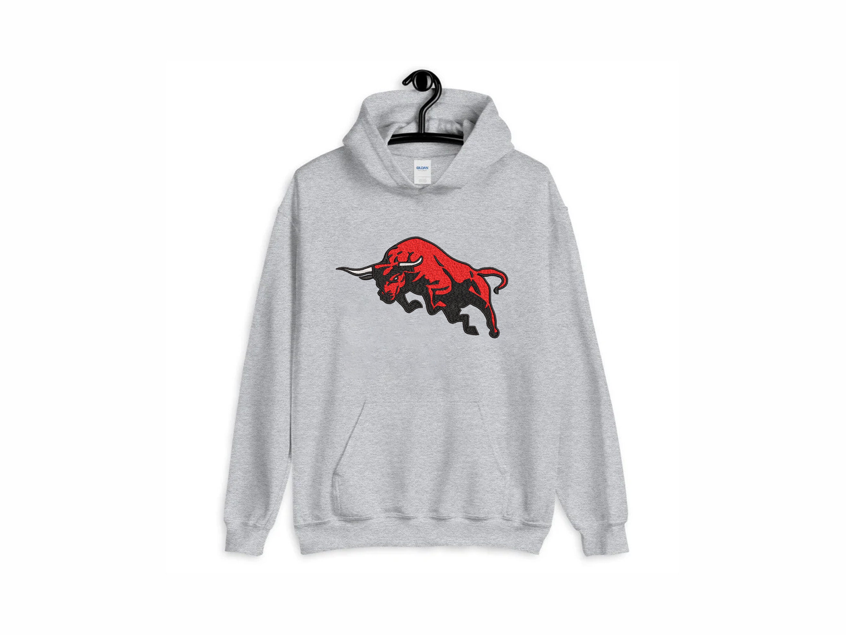 Jumping Red Bull Embroidery Pattern, Wild Animal Machine Embroidery ...