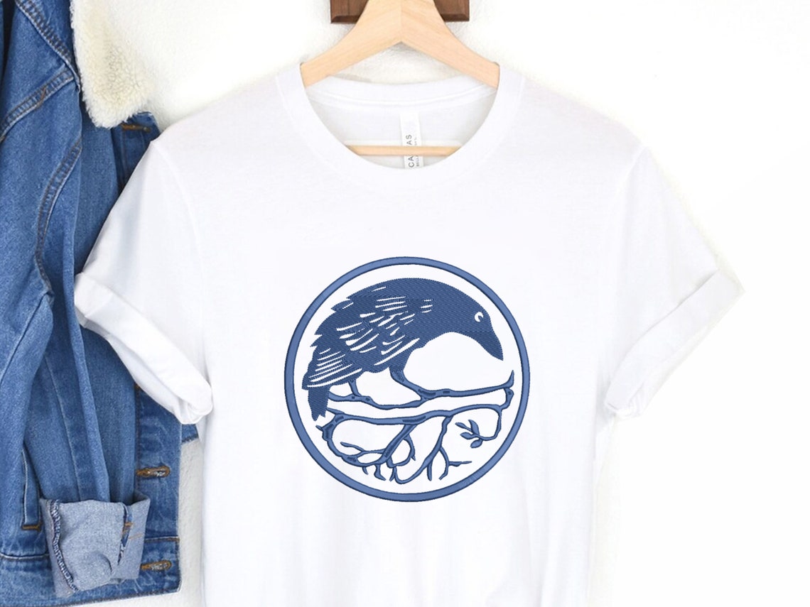 Raven Embroidery Pattern, Crow Bird Machine Embroidery Design, Instant ...