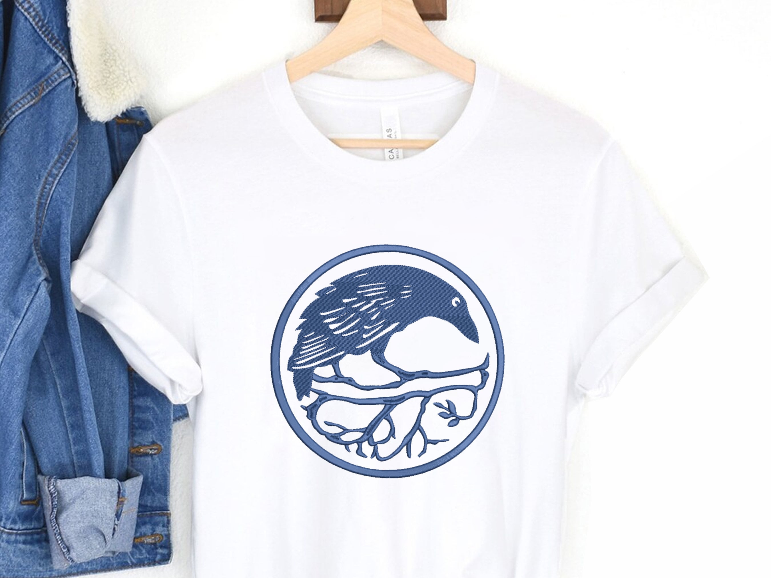 Raven Embroidery Pattern, Crow Bird Machine Embroidery Design, Instant ...