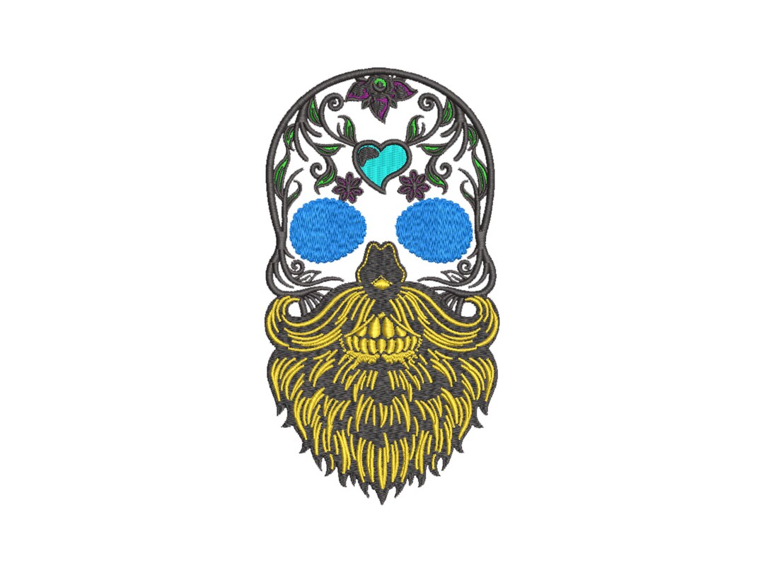 Bearded Skull Embroidery Design - Male Head Machine Embroidery Pattern ...