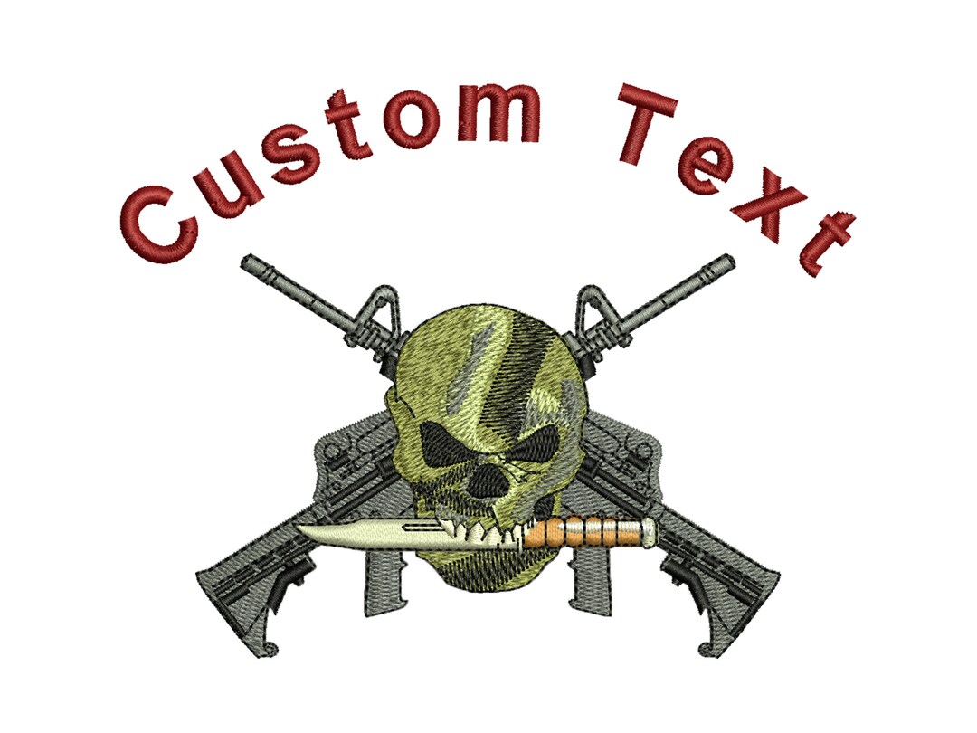 Custom Camo Skull Embroidery Design, Army Skull Embroidery Pattern ...