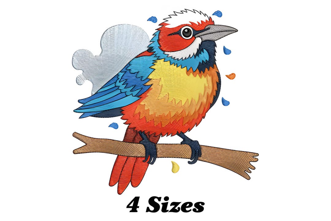 Colorful Bird Machine Embroidery Design – Custom Embroidery File Kit ...