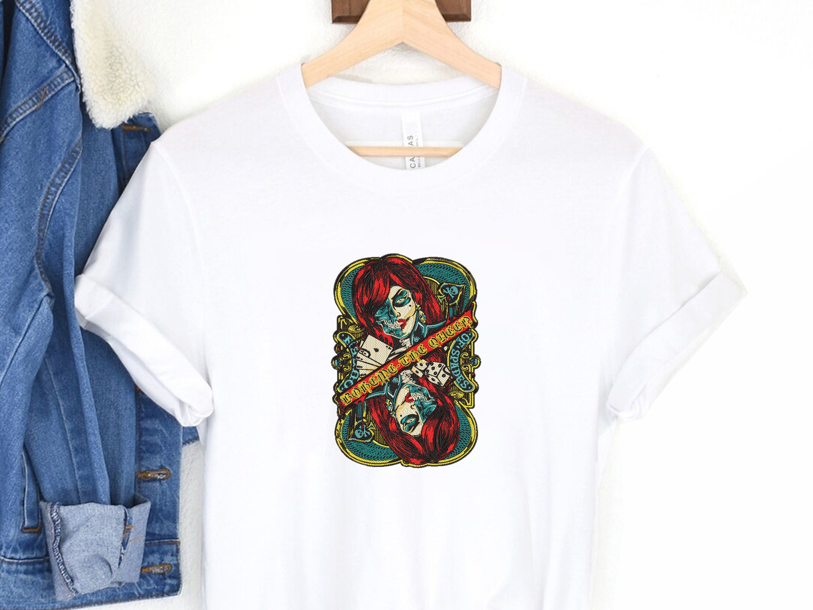 Gasp Queen Spades Embroidery Pattern, Playing Cards Machine Embroidery ...