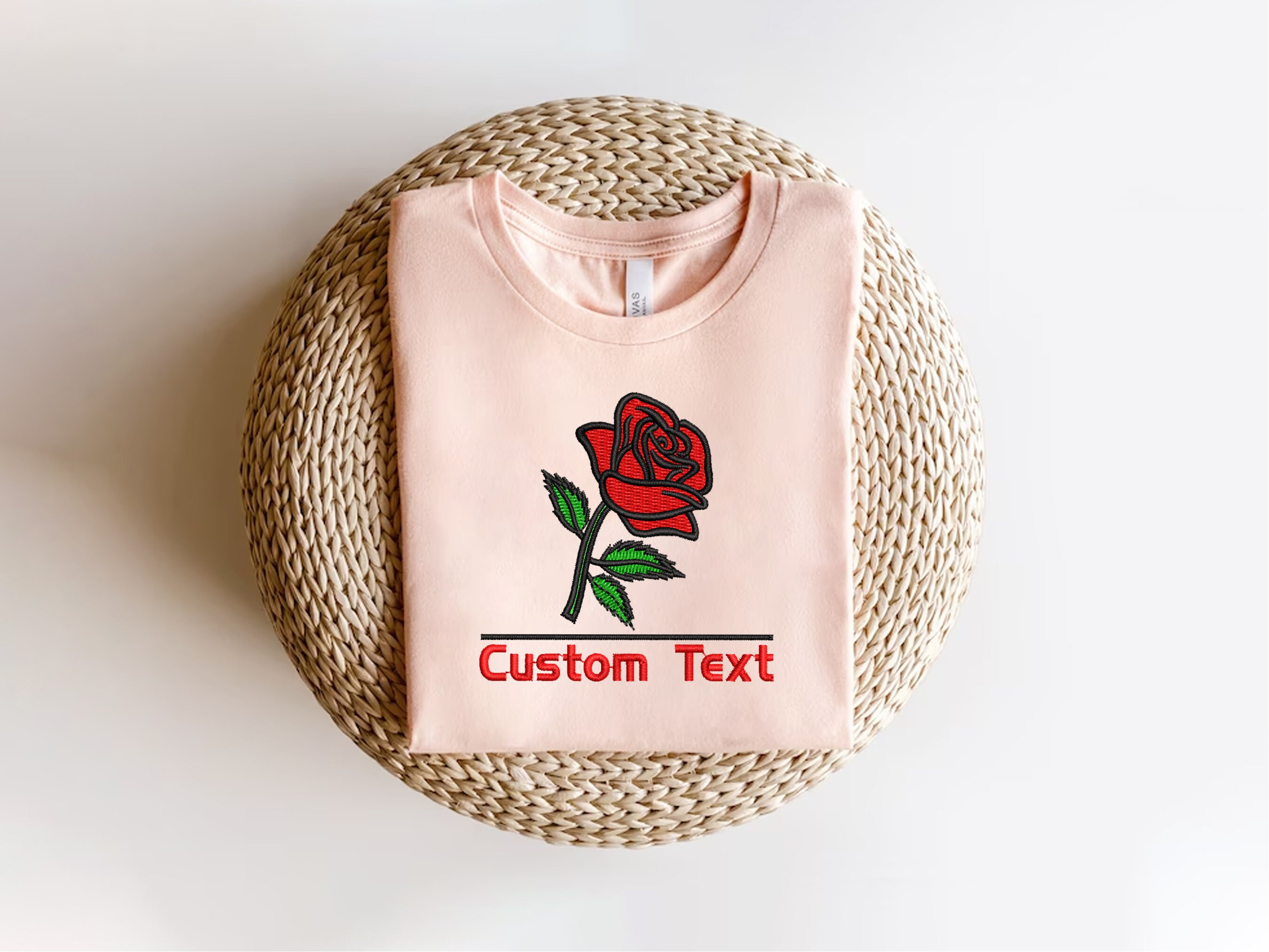 Red Rose Embroidery Pattern, Custom Flower Machine Embroidery Design ...