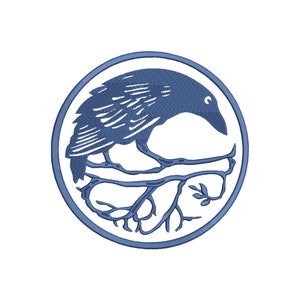 Raven Embroidery Pattern, Crow Bird Floral Bird Machine Embroidery ...