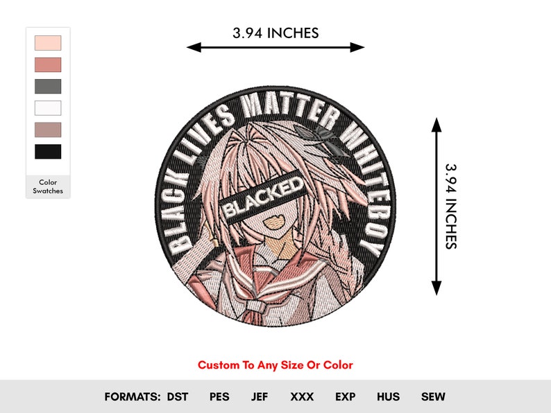 Anime Waifu Embroidery Designs, Gamer Girl Machine Embroidery Patterns ...