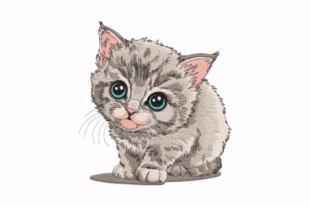 Cute Kitten Embroidery Design for Kids Apparel, Home Decor, DIY Crafts ...