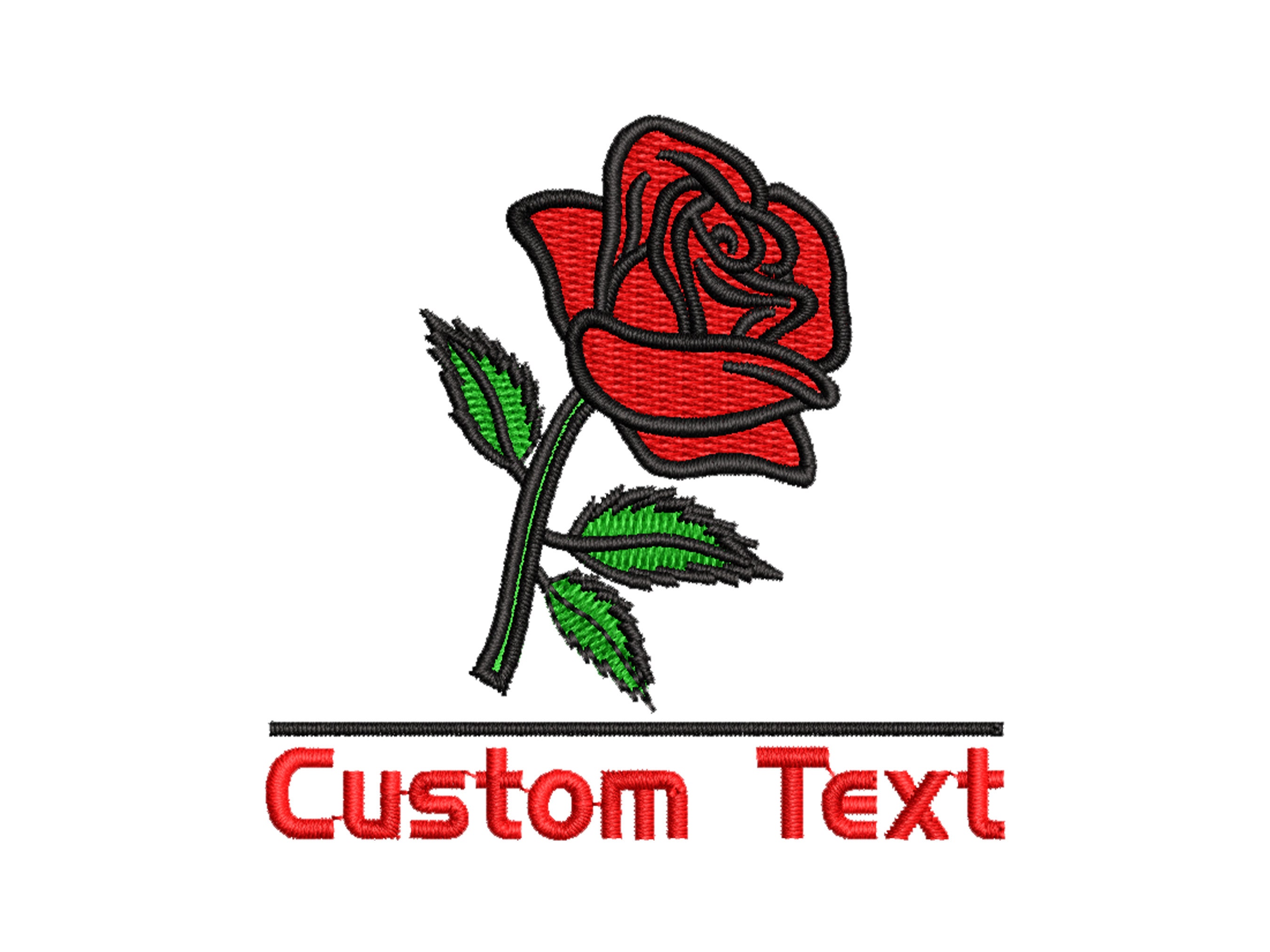 Red Rose Embroidery Pattern, Custom Flower Machine Embroidery Design ...