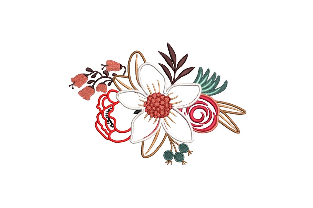 Pastel Flower Embroidery Pattern, Daisy Bouquet Machine Embroidery ...