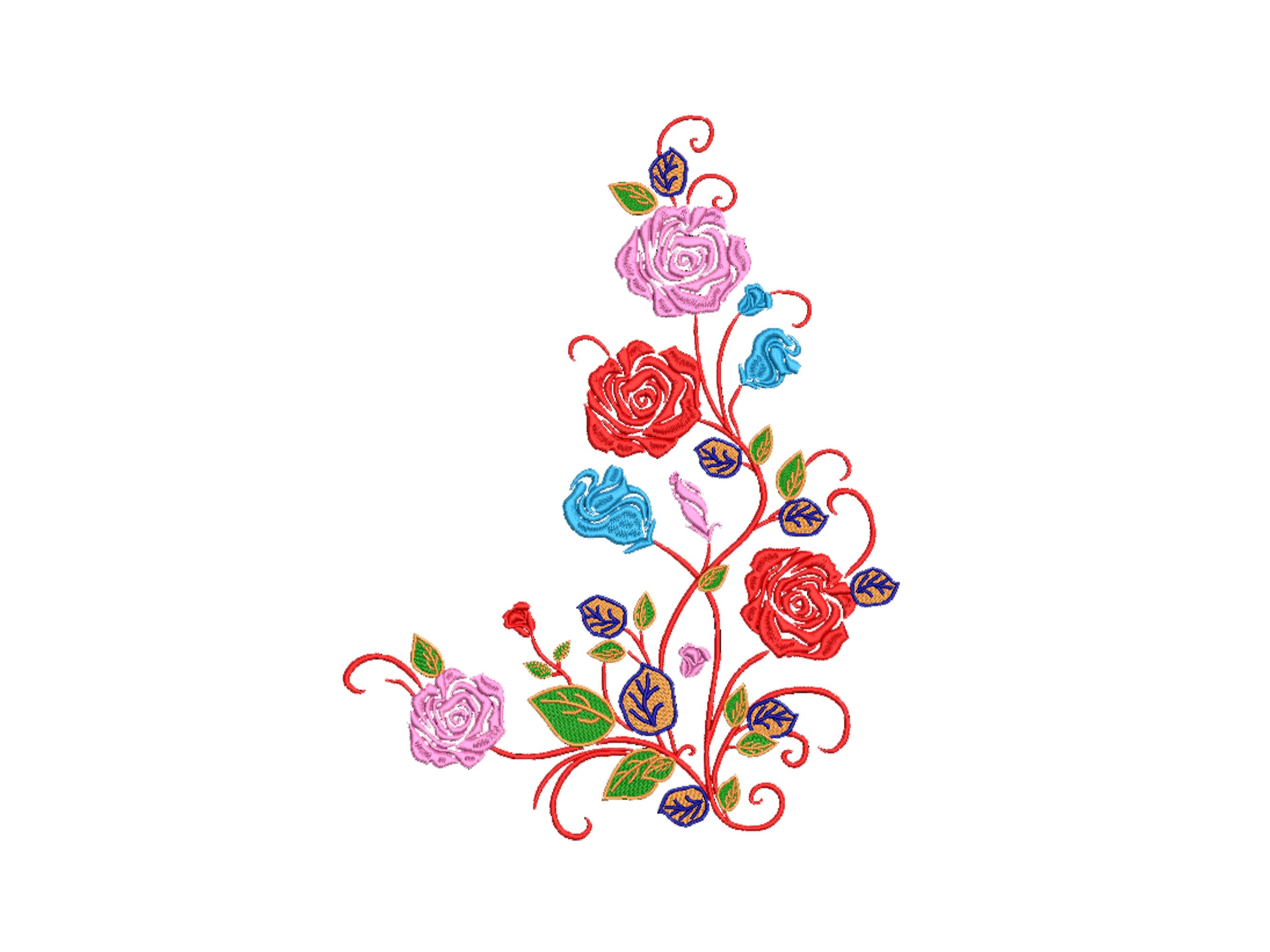 Rose Flower Border Embroidery Pattern, Floral Machine Embroidery Design ...