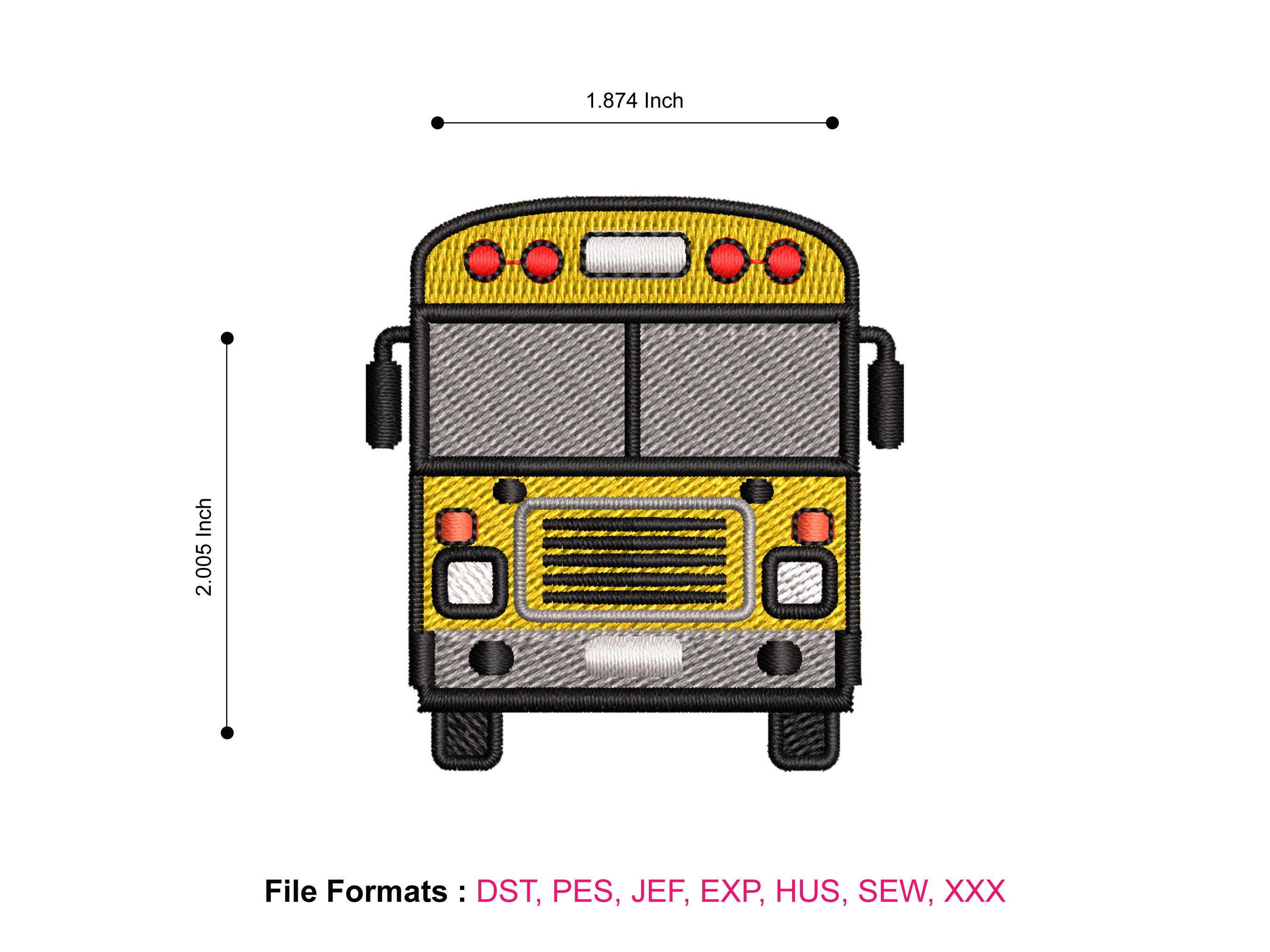 Yellow School Bus Embroidery Pattern, Machine Embroidery Design, Back ...