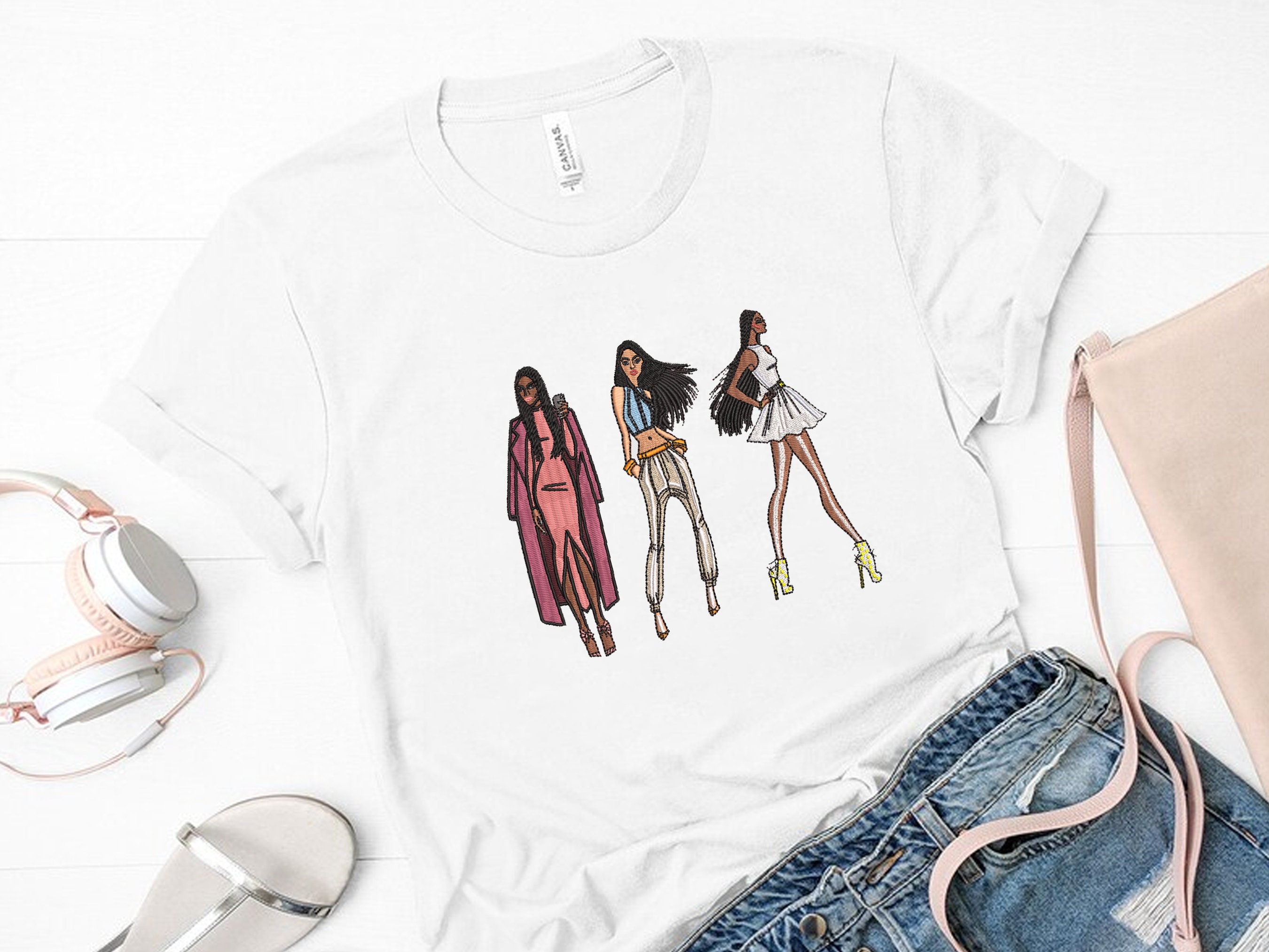 Sassy Ladies Machine Embroidery Pattern, Girl Power Embroidery Design ...