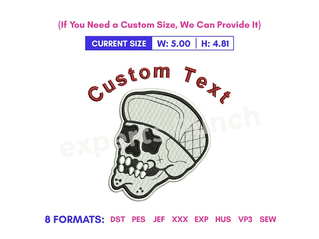 Custom Skull Embroidery Design Skull With Cap Embroidery - Etsy