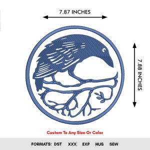 Raven Embroidery Pattern, Crow Bird Machine Embroidery Design, Instant ...