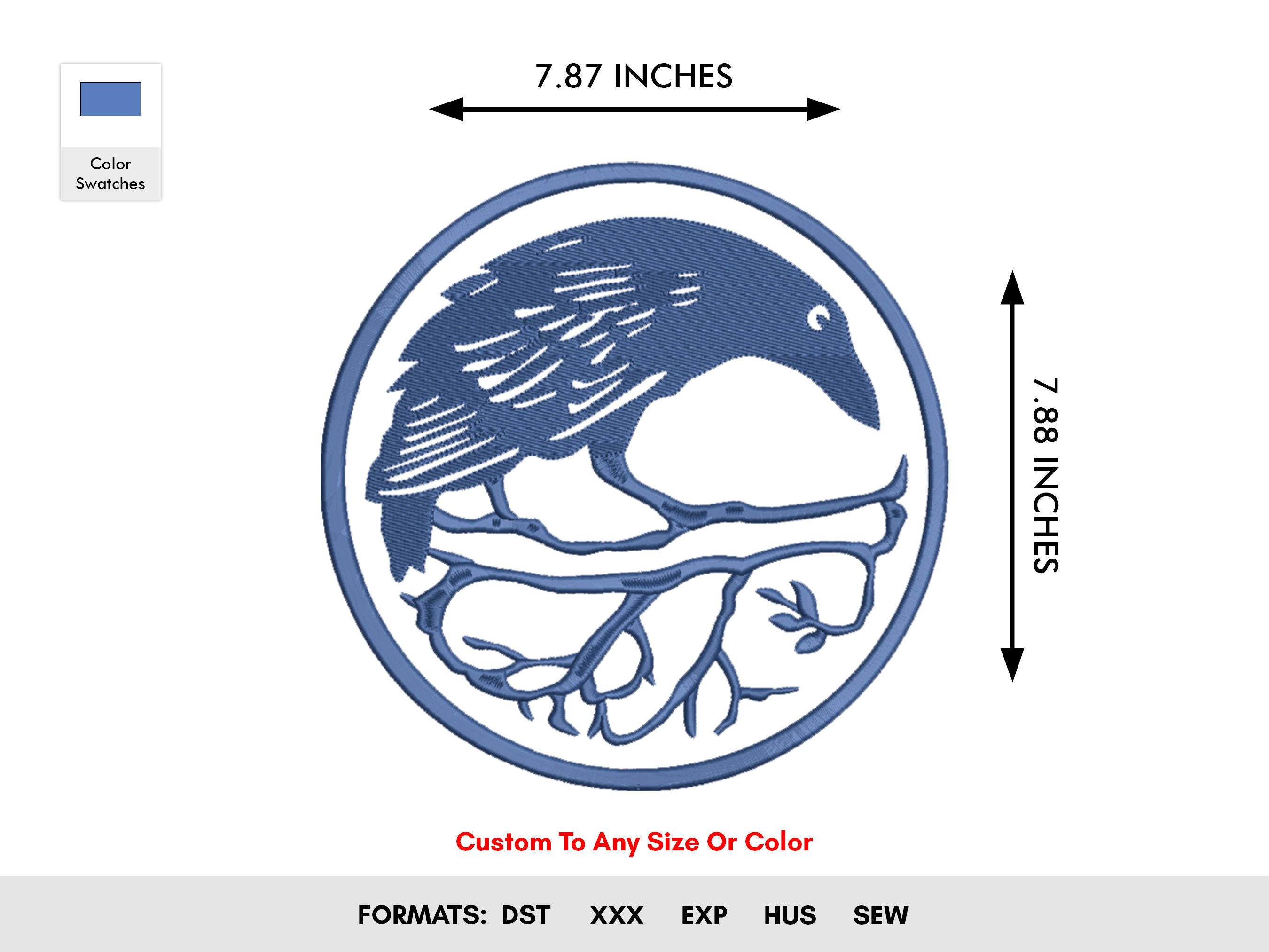 Raven Embroidery Pattern, Crow Bird Machine Embroidery Design, Instant ...