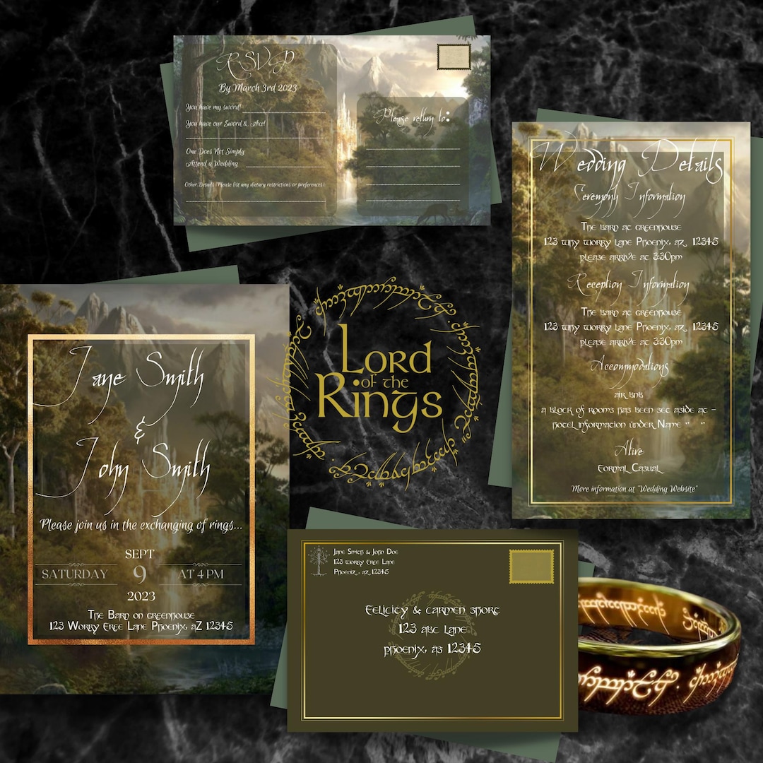 Lord of the Rings Wedding Invitation Bundle - Etsy