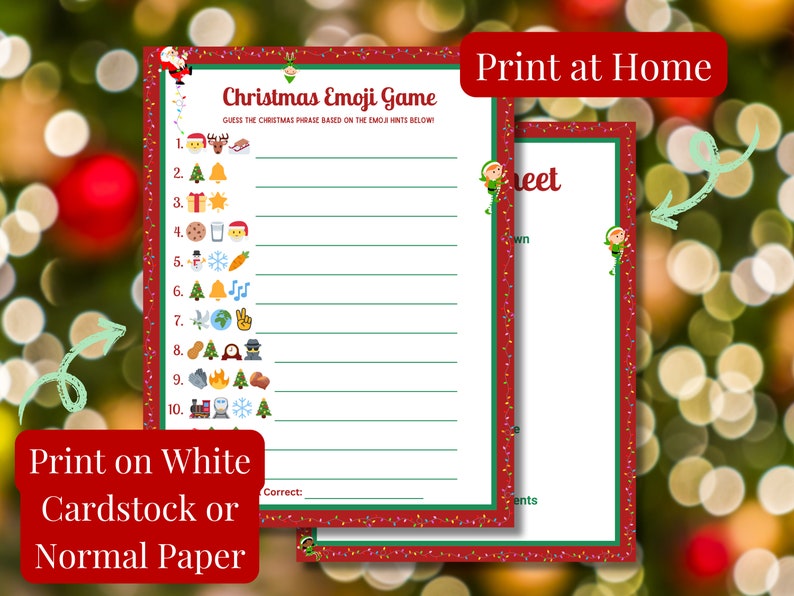 Christmas Emoji Pictionary, Christmas Printable Party Games, Christmas ...