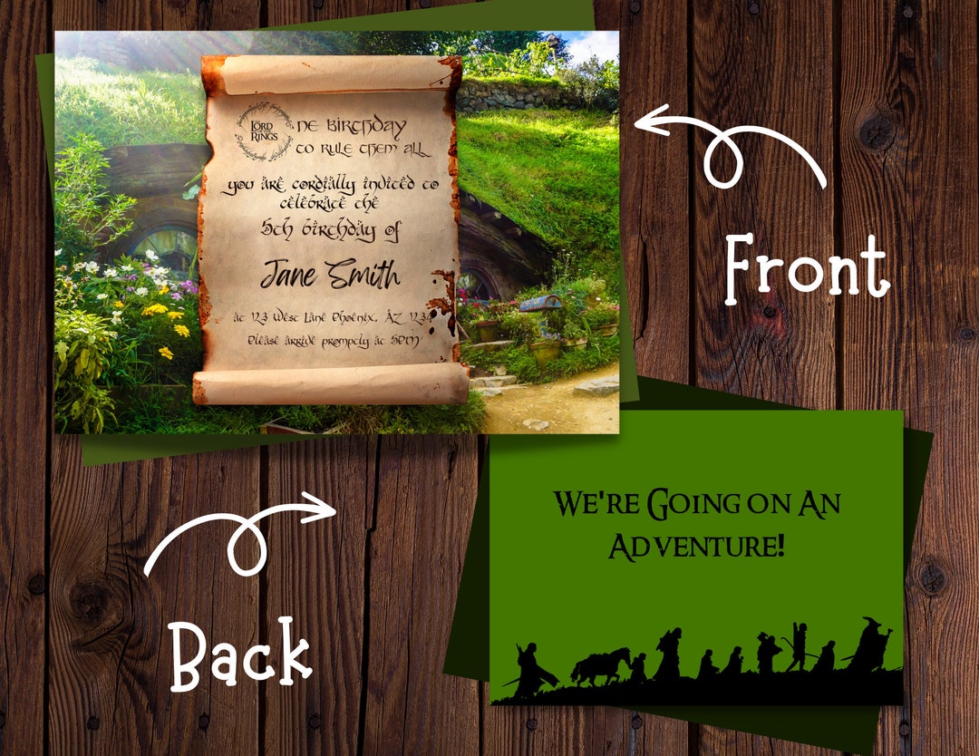 Lord of the Rings Birthday Invitation, Digital Download, Customizable ...