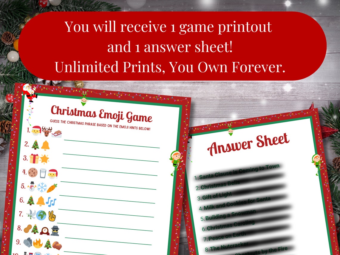 Christmas Emoji Pictionary, Christmas Printable Party Games, Christmas ...