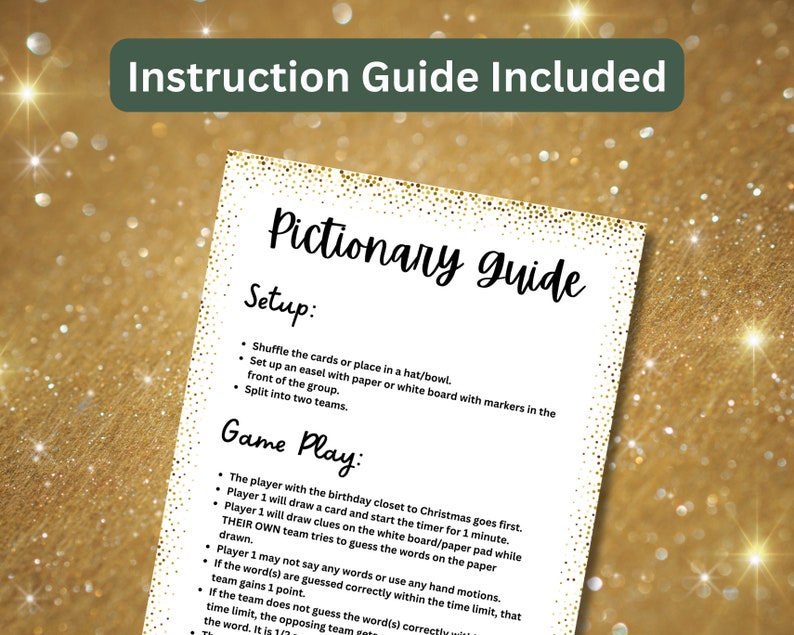 100 Christmas Pictionary Cards | Printable Christmas Pictionary Cards ...